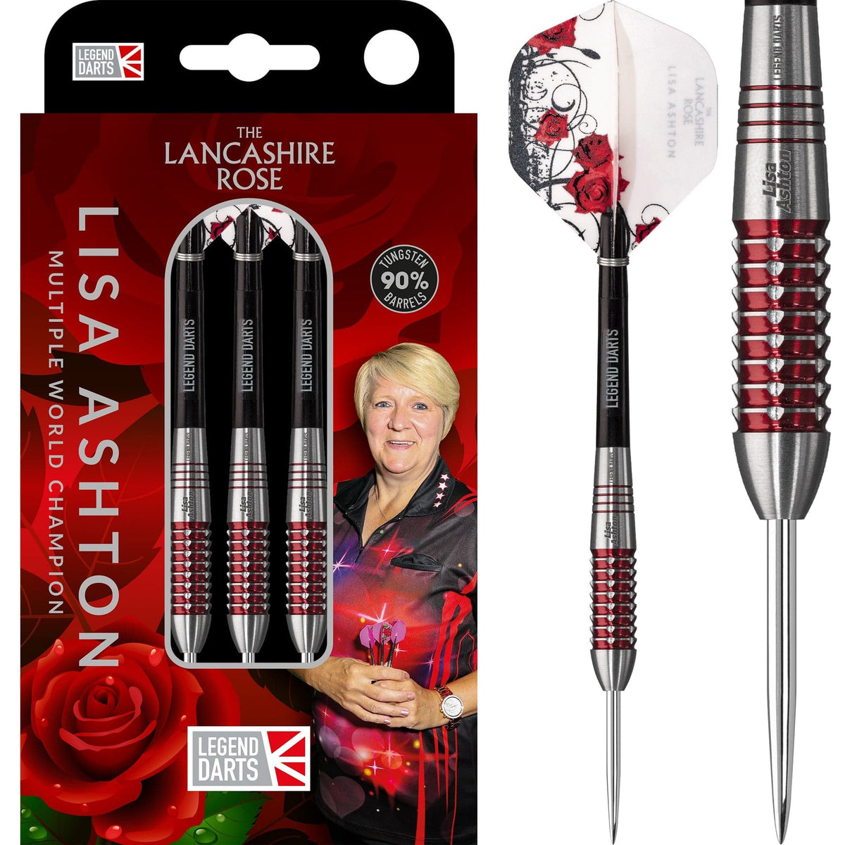 Legend Darts – Stahlspitze – 90 % Wolfram – The Lancashire Rose – Lisa
