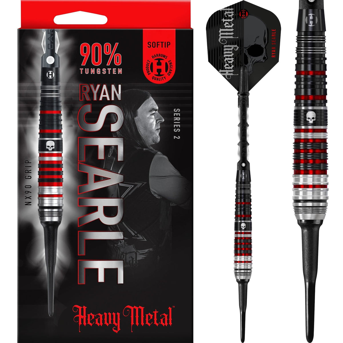 Harrows Ryan Searle Darts – Heavy Metal – Weiche Spitze – 90 % Wolfram
