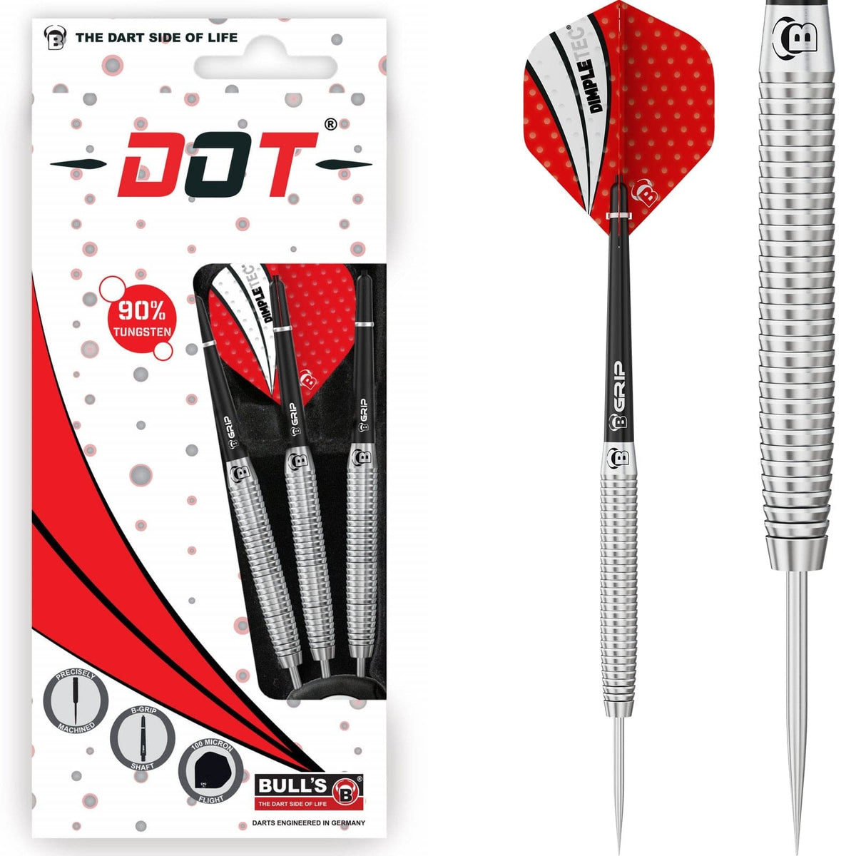 BULL'S Dot D7 Darts – Stahlspitze – 90 % Wolfram – Straight Shark