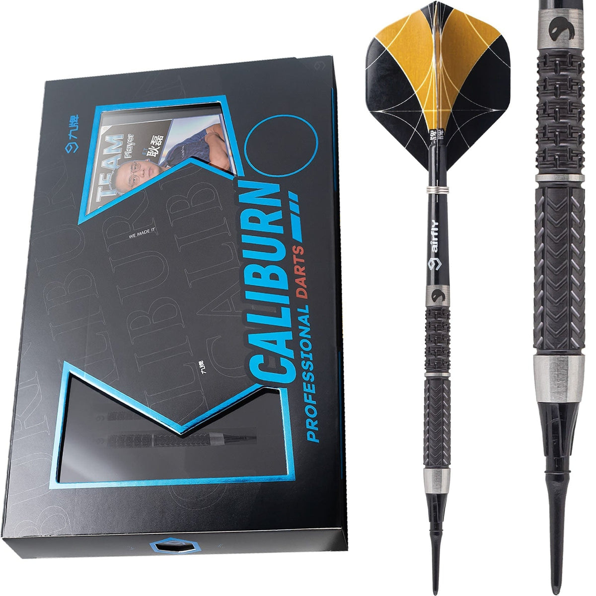Caliburn Player Darts – Weiche Spitze – 95 % – Schwarzes Titan – ET II