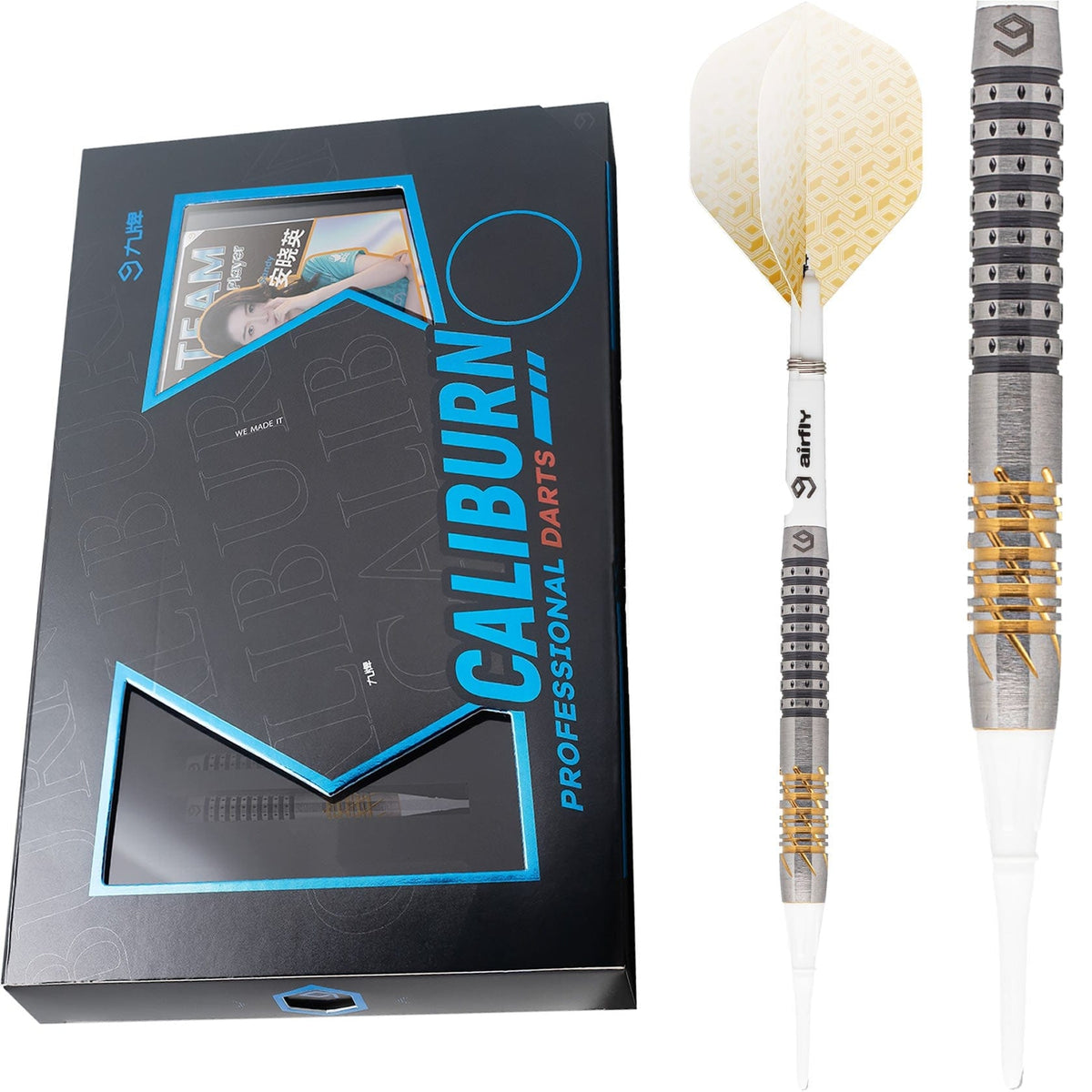 *Caliburn Player Darts – Soft Tip – 95 % – Schwarz & Gold – Sandy II
