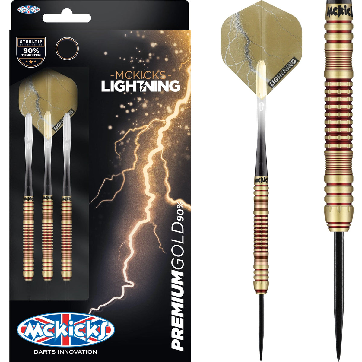 *McKicks Premium Gold Darts – Stahlspitze – 90 %