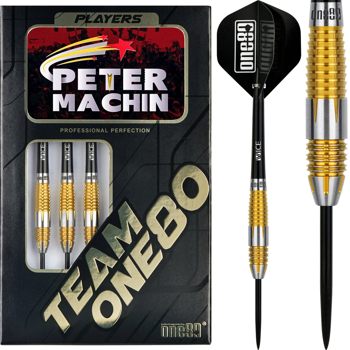 One80 Peter Machin Darts – Stahlspitze – Signatur – V2 – Gold – 23 g